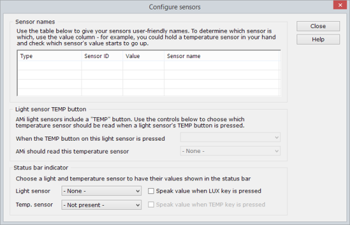 Configuring AMi sensors