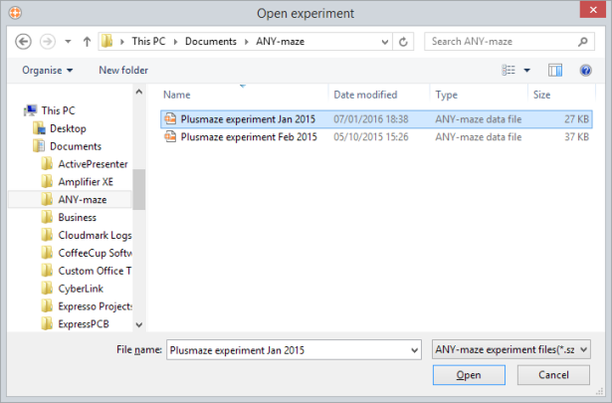 The Open experiment window